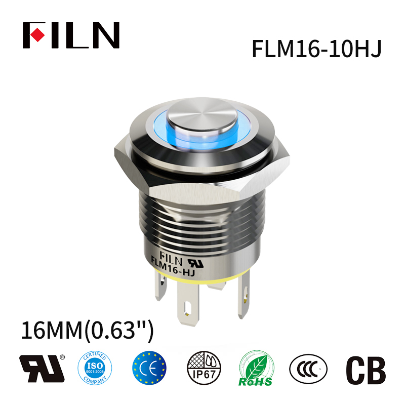 FILN 120v push button switch-16MM 4 Pin 120V 250V High-Currnet IP67 ...