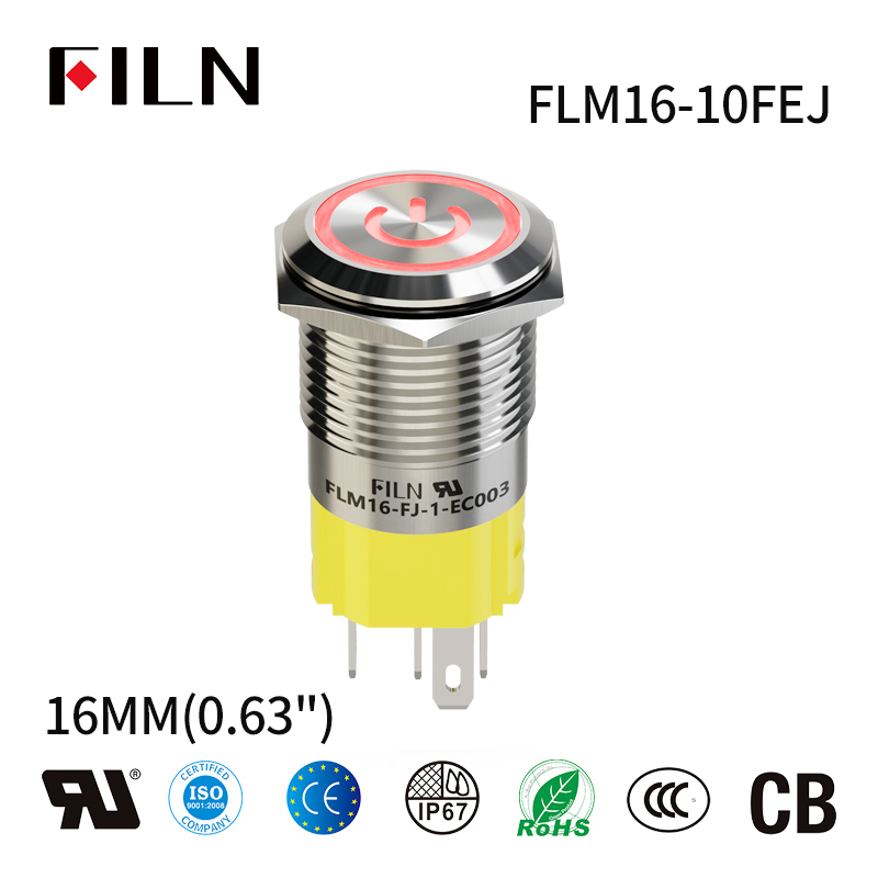 Great Button Switch-FILN 16MM 5PIN 12V Push Button Switch With LED Latch