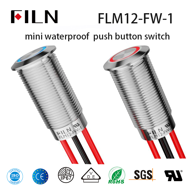 GREAT Waterproof Push Button Switch -12MM IP67 12V Momentary On Off Waterpoof Push Button Swtich