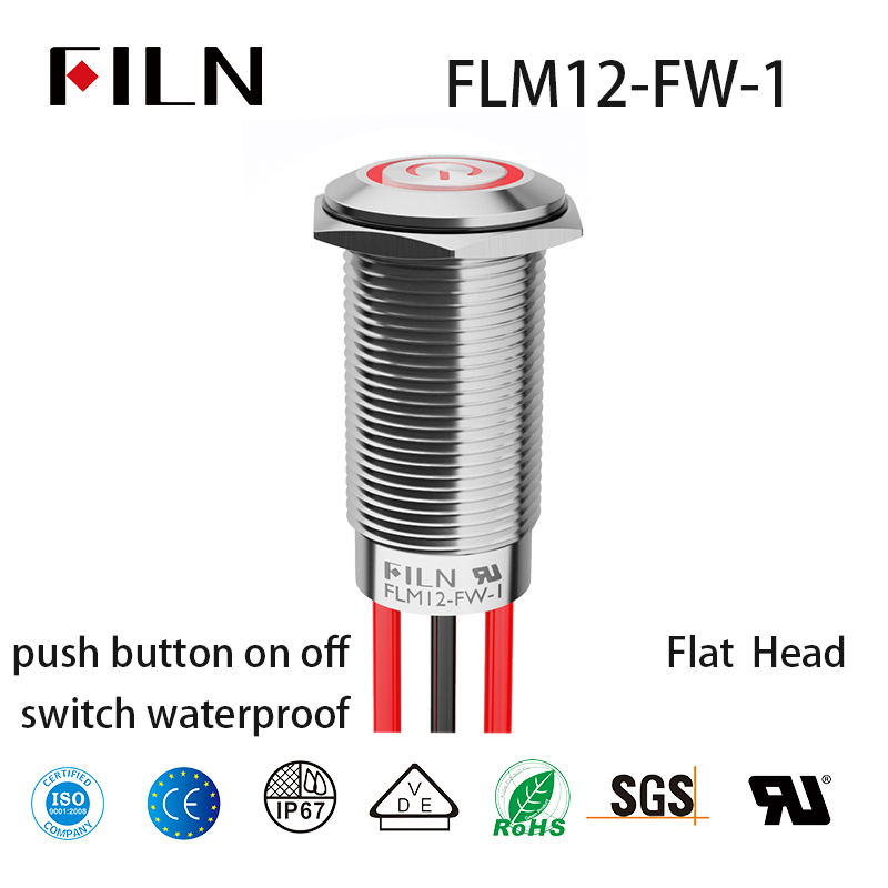 GREAT Waterproof Push Button Switch -12MM IP67 12V Momentary On Off ...