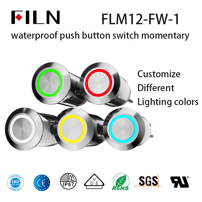 GREAT Waterproof Push Button Switch -12MM IP67 12V Momentary On Off Waterpoof Push Button Swtich