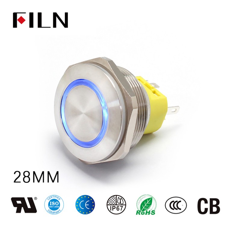 Great LED Ring Button-28MM LED Ring Button Metal Push Button Power Switch